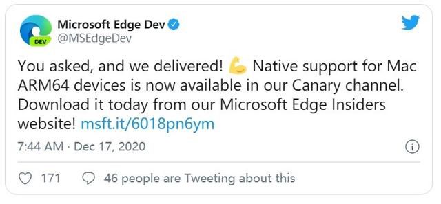 微軟Edge瀏覽器現已原生支持蘋果M1 Mac – PCNow